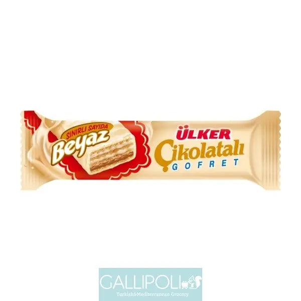 ULKER BEYAZ CIKOLATALI GOFRET WHITE CHOCOLATE COATED WAFER 35 ...